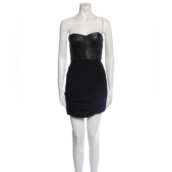 Alice + Olivia | Dresses | Alice Olivia Black Leather Corset Mini Dress ...